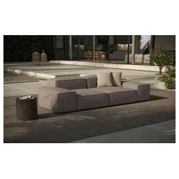 Big-Sofa DESIGNWERK "Puzzle, Designsofa für Indoor und Outdoor, bequem, modular" Sofas Gr. B/H/T: 270cm x 64cm x 135cm, Flachgewebe, Outdoor-geeignet, wasserabweisend, grau (steel) wasserabweisend und strapazierfähig