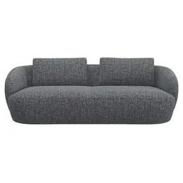 3-Sitzer FLEXLUX "Torino, rund, Couch, Dreisitzer" Sofas Gr. B/H/T: 217cm x 85cm x 102cm, Chenille, grau (forrest grey) Modernes, organisches Sofa-Design, Kaltschaum, Wellenunterfederung