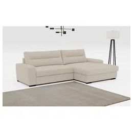 Ecksofa COTTA "Cappa L-Form" Sofas Gr. B/H/T: 295cm x 93cm x 163cm, Flachgewebe LEINENOPTIK, Recamiere rechts, ohne Bettkasten und ohne Bettfunktion, beige (natural)