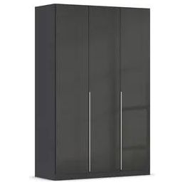 Drehtürenschrank Rauch "Kleiderschrank Schrank Garderobe AGORDO mit Dekor- oder Hochglanzfront" Schränke Gr. B/H/T: 136 cm x 210 cm x 54 cm, 3 St., grau (graumetallic, effektgrau hochglanz) durchdachte Innenausstattung, in 6 Breiten und 2 Höhen MADE IN GERMANY