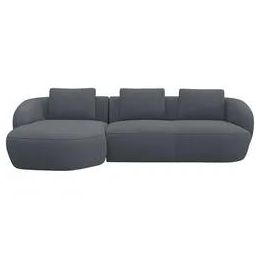 Wohnlandschaft FLEXLUX "Torino, rund, L-Form, Sofa-Ecke mit Recamiere, Longchair-Sofa" Sofas Gr. B/H/T: 276cm x 85cm x 146cm, Lederoptik, Chaiselongue links, grau (elephant grey) Modernes, organisches Sofa-Design, Kaltschaum, Wellenunterfederung