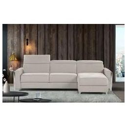 Polsterecke Calia italia "ECLETTICO, Ecksofa, Stellmaße 288/163 cm, L-Form,Metall Kufen Füße" Sofas Gr. B/H/T: 288cm x 83cm x 163cm, Luxus-Microfaser GINEVRA, Recamiere rechts, RECAMIERE RECHTS, beige (cream) wahlweise links oder rechts bestellbar,inklusiv Kopfteilverstellung