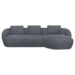 Wohnlandschaft FLEXLUX "Torino, rund, L-Form, Sofa-Ecke mit Recamiere, Longchair-Sofa" Sofas Gr. B/H/T: 276cm x 85cm x 146cm, Boucle, Chaiselongue rechts, grau (soft grey) Modernes, organisches Sofa-Design, Kaltschaum, Wellenunterfederung