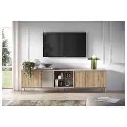 Lowboard Inosign "Gent Breite 210 cm, TV-Board mit 4 Türen u. 2 offenen Fächern" Sideboards Gr. B/H/T: 210cm x 59cm x 43cm, beige (cashmere / eiche cadiz nb) TV-Möbel, TV-Kommode, TV-Schrank, Push-to-open Funktion