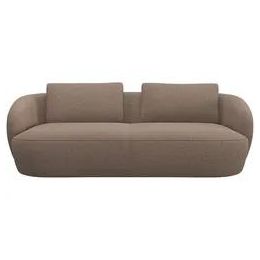 3-Sitzer FLEXLUX "Torino, rund, Couch, Dreisitzer" Sofas Gr. B/H/T: 217cm x 85cm x 102cm, Chenille-Struktur, braun (hazel) Modernes, organisches Sofa-Design, Kaltschaum, Wellenunterfederung