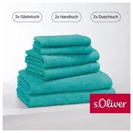 Handtuch Set s.Oliver "s. Oliver, besonders weich und saugfähig" Handtücher (Packung) Gr. 6 St., blau (türkis) 2 Gästetücher 30x50, Handtücher 50x100, Duschtücher 70x140