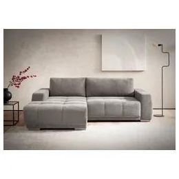 Ecksofa Inosign "Bolero L-Form" Sofas Gr. B/H/T: 241cm x 66cm x 165cm, Struktur fein, Recamiere links, mit Bettfunktion, grau (elephant) mit edler Steppung, wahlweise Schlaffunktion & Bettkasten