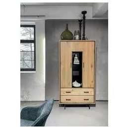 Stauraumvitrine GUTMANN FACTORY, beige (natur), B:100cm H:190cm T:43cm, MDF, Schränke