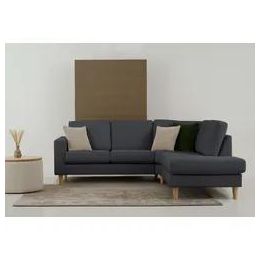 Ecksofa Andas "Tvinno" Sofas Gr. B/H/T: 230cm x 87cm x 218cm, Webstoff fein, Ottomane rechts, grau (anthrazit) im skandinavischen Stil, L-Form, mit Massivholzfüßen, Breite 230 cm