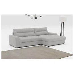 Ecksofa COTTA "Cappa L-Form" Sofas Gr. B/H/T: 295cm x 93cm x 163cm, Flachgewebe LEINENOPTIK, Recamiere rechts, mit Bettkasten und Bettfunktion, grau (light grey)