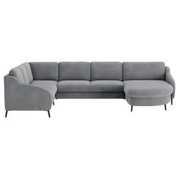 Sit & More Wohnlandschaft SIT & MORE "Soul U-Form" Sofas Gr. B/H/T: 372cm x 90cm x 227cm, Struktur, langer Schenkel links, mit Bettfunktion und Schubkasten, grau (stone) wahlweise mit Bettfunktion und Schubkasten