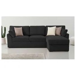 Ecksofa Home Affaire "Citry Schlafsofa" Sofas Gr. B/H/T: 246cm x 88cm x 156cm, Chenille, Recamiere rechts, grau (anthrazit) Breite 246 cm, Chenille, Bettfunktion, Bettkasten, L-Form