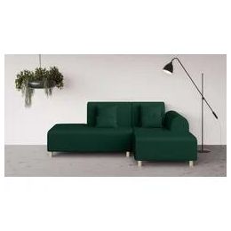 Ecksofa Inosign "Suyala" Sofas Gr. B/H/T: 258cm x 85cm x 168cm, Boucle, Recamiere rechts, ohne Hocker, grün L-Form mit Hocker