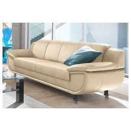 3-Sitzer Trendmanufaktur "Rondo, Breite 207 cm, breite Armlehnen, Füße schwarz" Sofas Gr. B/H/T: 207cm x 85cm x 94cm, NaturLEDER, Mit Federkern, beige (creme) Big-Sofa wahlweise mit Federkern, in verschiedenen Bezügen bestellbar