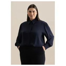 Hemdbluse Seidensticker "Schwarze Rose" Gr. 48, blau (dunkelblau) Damen Blusen Langarm Kragen Uni