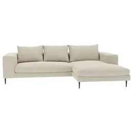 Ecksofa Inosign "Aurora, L-Form, mit extra breiter Recamiere, 324 x 170 cm (BxT)" Sofas Gr. B/H/T: 324cm x 83cm x 170cm, Struktur fein JOIZ, Recamiere rechts, ohne Funktion, beige Designsofa mit tollem Sitzkomfort, extra hohe Metallfüße schwarz