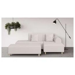 Ecksofa Inosign "Suyala" Sofas Gr. B/H/T: 258cm x 85cm x 168cm, Boucle, Recamiere rechts, mit Hocker, beige L-Form mit Hocker