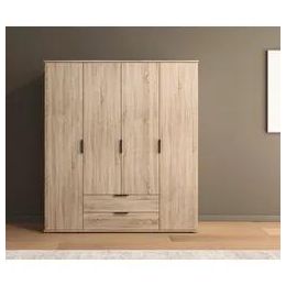 Drehtürenschrank Rauch "Kleiderschrank Schrank Garderobe Wäscheschrank ESSEA in 2 Breiten" Schränke Gr. B/H/T: 168cm x 188cm x 52cm, 4 St., braun (eiche sonoma) mit 2 Schubladen, in schlichtem Design, moderne Griffe MADE IN GERMANY