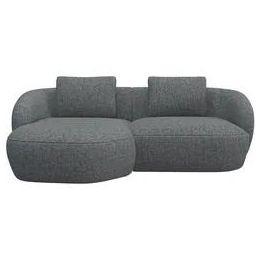 Wohnlandschaft FLEXLUX "Torino, rund, L-Form, Sofa-Ecke mit Recamiere, Longchair-Sofa" Sofas Gr. B/H/T: 217cm x 85cm x 146cm, Chenille, Chaiselongue links, grün (moss green) Modernes, organisches Sofa-Design, Kaltschaum, Wellenunterfederung