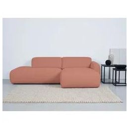 Ecksofa Andas "Myrland" Sofas Gr. B/H/T: 222cm x 72cm x 166cm, Chenille, Recamiere rechts, rot (ginger) Breite 222 cm, Chenille, Easy Clean Stoff, mit Kaltschaum