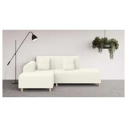 Ecksofa Inosign "Suyala" Sofas Gr. B/H/T: 258cm x 85cm x 168cm, Struktur, Recamiere links, ohne Hocker, beige (creme) L-Form mit Hocker