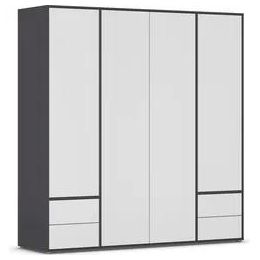 Drehtürenschrank Rauch "Kleiderschrank Schrank Garderobe Wäscheschrank NABILA viel Stauraum" Schränke Gr. B/H/T: 187 cm x 194 cm x 53 cm, 4 St., grau (graumetallic, alpinweiß) mit 2 Schubladen und Push-to-Open Funktion TOPSELLER MADE IN GERMANY