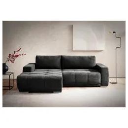 Ecksofa Inosign "Bolero L-Form" Sofas Gr. B/H/T: 241cm x 66cm x 165cm, Struktur fein, Recamiere links, ohne Bettfunktion, schwarz mit edler Steppung, wahlweise Schlaffunktion & Bettkasten