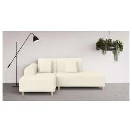 Ecksofa Inosign "Suyala" Sofas Gr. B/H/T: 258cm x 85cm x 168cm, Chenilleoptik, Recamiere links, ohne Hocker, beige (creme) L-Form mit Hocker