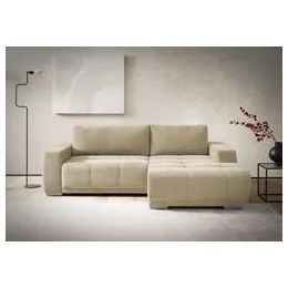 Ecksofa Inosign "Bolero L-Form" Sofas Gr. B/H/T: 241cm x 66cm x 165cm, Chenille-Struktur, Recamiere rechts, ohne Bettfunktion, beige (nature) mit edler Steppung, wahlweise Schlaffunktion & Bettkasten