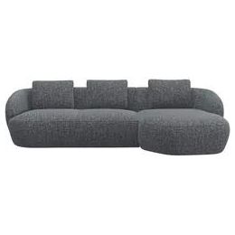 Wohnlandschaft FLEXLUX "Torino, rund, L-Form, Sofa-Ecke mit Recamiere, Longchair-Sofa" Sofas Gr. B/H/T: 276cm x 85cm x 146cm, Chenille, Chaiselongue rechts, grau (forrest grey) Modernes, organisches Sofa-Design, Kaltschaum, Wellenunterfederung