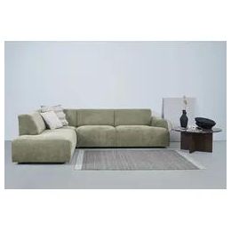 Ecksofa Andas "Linkka" Sofas Gr. B/H/T: 282cm x 75cm x 223cm, Chenille, Ottomane links, grün L-Form, in einem weichen Chenille-Stoff, mit Wellenunterfederung