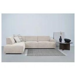 Ecksofa Andas "Linkka" Sofas Gr. B/H/T: 282cm x 75cm x 223cm, Chenille, Ottomane links, beige (natural) L-Form, in einem weichen Chenille-Stoff, mit Wellenunterfederung