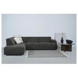 Ecksofa Andas "Linkka" Sofas Gr. B/H/T: 282cm x 75cm x 223cm, Chenille, Ottomane links, schwarz (onyx) L-Form, in einem weichen Chenille-Stoff, mit Wellenunterfederung