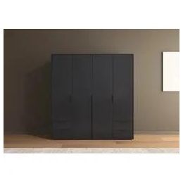 Drehtürenschrank Rauch "Kleiderschrank Schrank Garderobe Wäscheschrank NAGATA viel Stauraum" Schränke Gr. B/H/T: 187 cm x 194 cm x 53 cm, 4 St., grau (graumetallic) mit Schubladen sowie Stangengriffen TOPSELLER MADE IN GERMANY