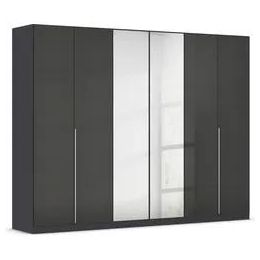 Drehtürenschrank Rauch "Kleiderschrank Schrank Garderobe AGORDO mit Dekor- oder Hochglanzfront" Schränke Gr. B/H/T: 271 cm x 210 cm x 54 cm, 6 St., grau (graumetallic, effektgrau hochglanz) durchdachte Innenausstattung, in 6 Breiten und 2 Höhen MADE IN GERMANY