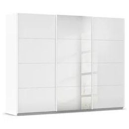 Schwebetürenschrank Rauch "Kleiderschrank Kleiderschränke Schrank Garderobe AGORDO mit Glasfront" Schränke Gr. B/H/T: 271cm x 210cm x 62cm, 3 St., weiß (alpinweiß/glas kristallweiß) durchdachte Innenausstattung, in 4 Breiten und 2 Höhen MADE IN GERMANY