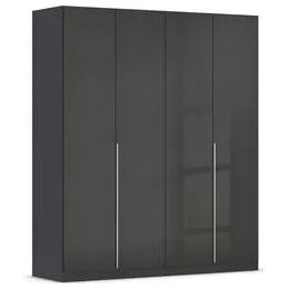 Drehtürenschrank Rauch "Kleiderschrank Schrank Garderobe AGORDO mit Dekor- oder Hochglanzfront" Schränke Gr. B/H/T: 181cm x 210cm x 54cm, 4 St., grau (graumetallic/effektgrau hochglanz) durchdachte Innenausstattung, in 6 Breiten und 2 Höhen MADE IN GERMANY