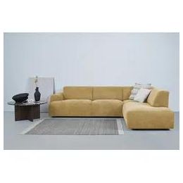 Ecksofa Andas "Linkka" Sofas Gr. B/H/T: 282cm x 75cm x 223cm, Chenille, Ottomane rechts, gelb (mustard) L-Form, in einem weichen Chenille-Stoff, mit Wellenunterfederung