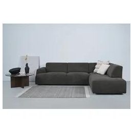 Ecksofa Andas "Linkka" Sofas Gr. B/H/T: 282cm x 75cm x 223cm, Chenille, Ottomane rechts, schwarz (onyx) L-Form, in einem weichen Chenille-Stoff, mit Wellenunterfederung