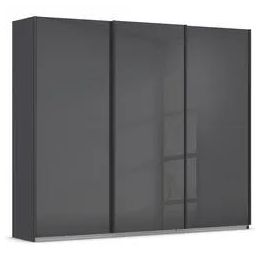 Schwebetürenschrank Rauch "Kleiderschrank Schrank Garderobe AGORDO mit Glasfront" Schränke Gr. B/H/T: 271cm x 229cm x 62cm, 3 St., grau (graumetallic/glas basalt) durchdachte Innenausstattung, in 4 Breiten und 2 Höhen MADE IN GERMANY