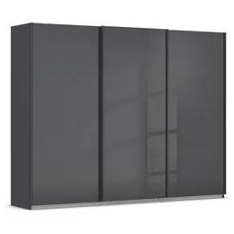 Schwebetürenschrank Rauch "Kleiderschrank Schrank Garderobe AGORDO mit Glasfront" Schränke Gr. B/H/T: 271cm x 210cm x 62cm, 3 St., grau (graumetallic/glas basalt) durchdachte Innenausstattung, in 4 Breiten und 2 Höhen MADE IN GERMANY