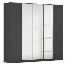 Drehtürenschrank Rauch "Kleiderschrank Schrank Garderobe AGORDO mit Dekor- oder Hochglanzfront" Schränke Gr. B/H/T: 226cm x 210cm x 54cm, 5 St., grau (graumetallic) durchdachte Innenausstattung, in 6 Breiten und 2 Höhen MADE IN GERMANY