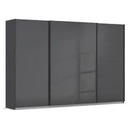 Schwebetürenschrank Rauch "Kleiderschrank Schrank Garderobe AGORDO mit Glasfront" Schränke Gr. B/H/T: 315cm x 210cm x 62cm, 3 St., grau (graumetallic/glas basalt) durchdachte Innenausstattung, in 4 Breiten und 2 Höhen MADE IN GERMANY