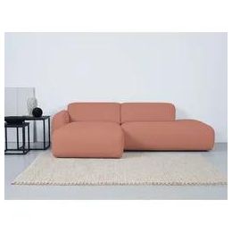 Ecksofa Andas "Myrland" Sofas Gr. B/H/T: 222cm x 72cm x 166cm, Chenille, Recamiere links, rot (ginger) Breite 222 cm, Chenille, Easy Clean Stoff, mit Kaltschaum