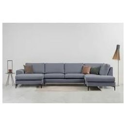 Wohnlandschaft Inosign "Henry" Sofas Gr. B/H/T: 363cm x 84cm x 235cm, Struktur, Ottomane rechts, grau (light grey) mit Metallbeinen, in modernem Design