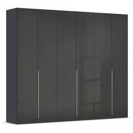 Drehtürenschrank Rauch "Kleiderschrank Schrank Garderobe AGORDO mit Dekor- oder Hochglanzfront" Schränke Gr. B/H/T: 271 cm x 229 cm x 54 cm, 6 St., grau (graumetallic, effektgrau hochglanz) durchdachte Innenausstattung, in 6 Breiten und 2 Höhen MADE IN GERMANY