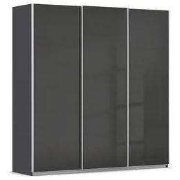 Schwebetürenschrank Rauch "Kleiderschrank Schrank Garderobe AGORDO mit Dekor- oder Hochglanzfront" Schränke Gr. B/H/T: 203cm x 210cm x 62cm, 3 St., grau (graumetallic/hochglanz effektgrau) durchdachte Innenausstattung, in 4 Breiten und 2 Höhen MADE IN GERMANY