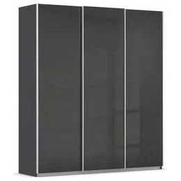 Schwebetürenschrank Rauch "Kleiderschrank Schrank Garderobe AGORDO mit Dekor- oder Hochglanzfront" Schränke Gr. B/H/T: 203cm x 229cm x 62cm, 3 St., grau (graumetallic/hochglanz effektgrau) durchdachte Innenausstattung, in 4 Breiten und 2 Höhen MADE IN GERMANY