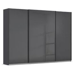 Schwebetürenschrank Rauch "Kleiderschrank Schrank Garderobe AGORDO mit Glasfront" Schränke Gr. B/H/T: 315cm x 229cm x 62cm, 3 St., grau (graumetallic/glas basalt) durchdachte Innenausstattung, in 4 Breiten und 2 Höhen MADE IN GERMANY