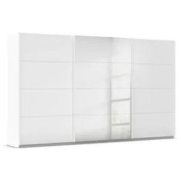 Schwebetürenschrank Rauch "Kleiderschrank Kleiderschränke Schrank Garderobe AGORDO mit Glasfront" Schränke Gr. B/H/T: 360cm x 210cm x 62cm, 3 St., weiß (alpinweiß/glas kristallweiß) durchdachte Innenausstattung, in 4 Breiten und 2 Höhen MADE IN GERMANY